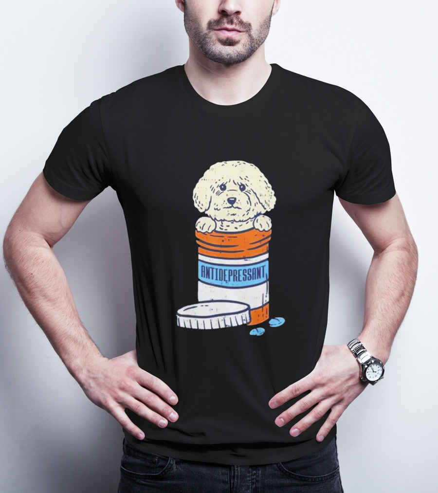 Bichons Frises Antidepressant Dog In Pill Bottle T-Shirt