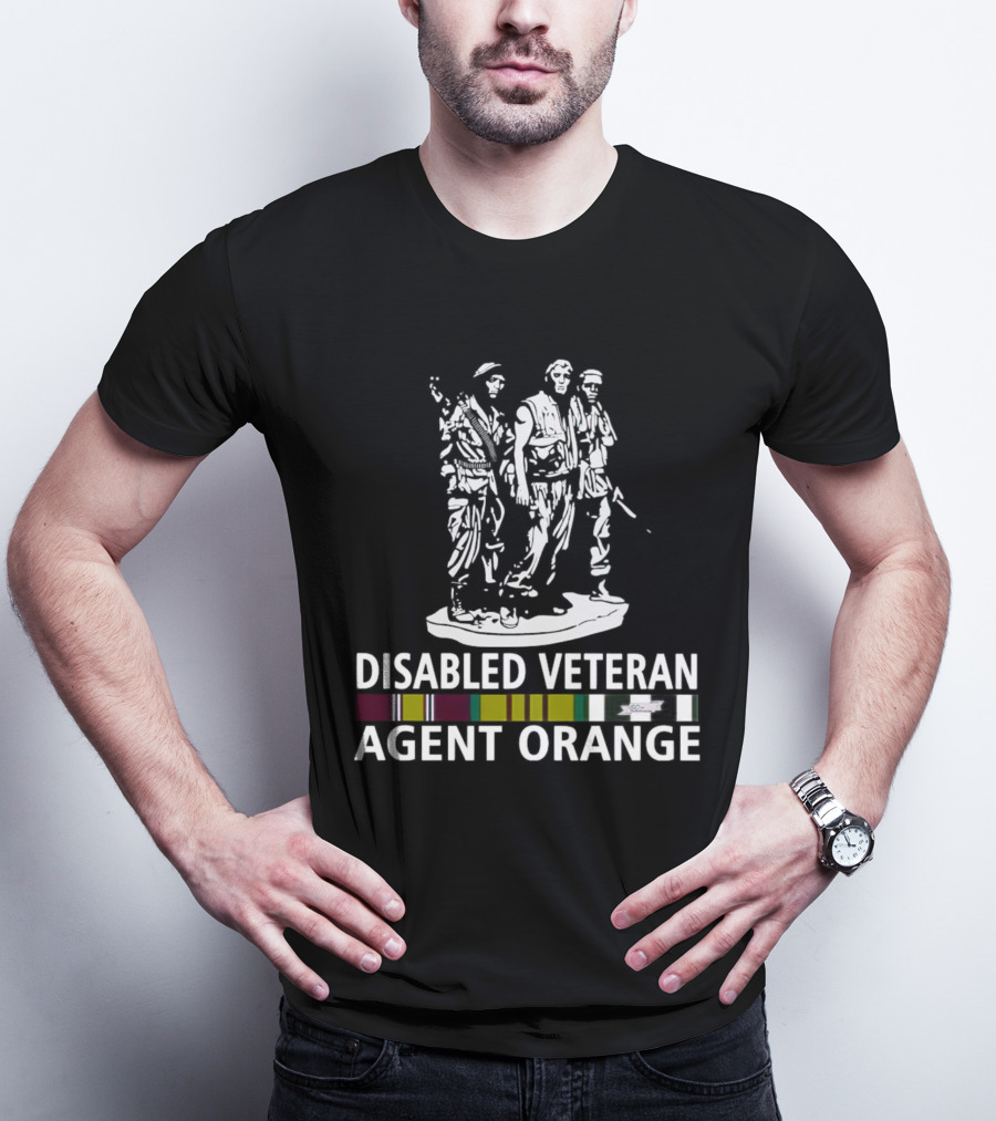 DISABLED VETERAN AGENT ORANGE MILITARY STATUE RIBBONS T-Shirt