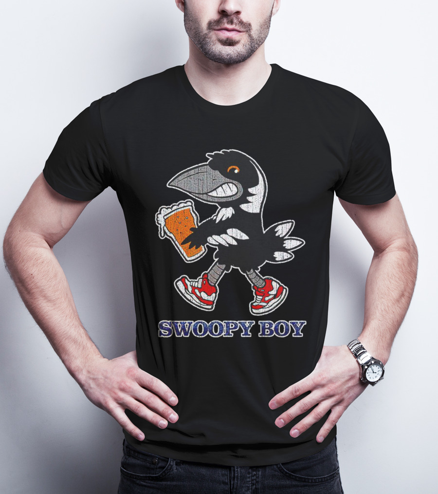 Swoopy Boy Crow With Beer And Sneakers T-Shirt