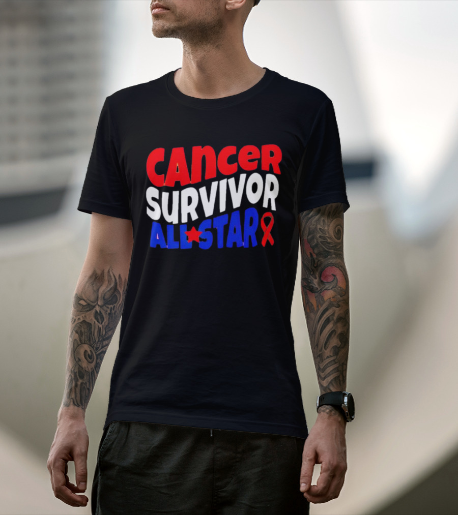 CANCER SURVIVOR ALL STAR RED WHITE BLUE T-Shirt