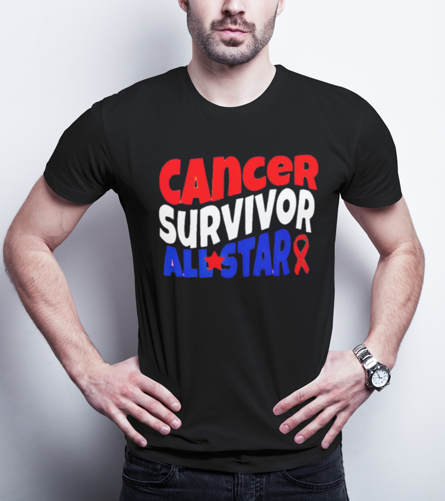 CANCER SURVIVOR ALL STAR RED WHITE BLUE T-Shirt