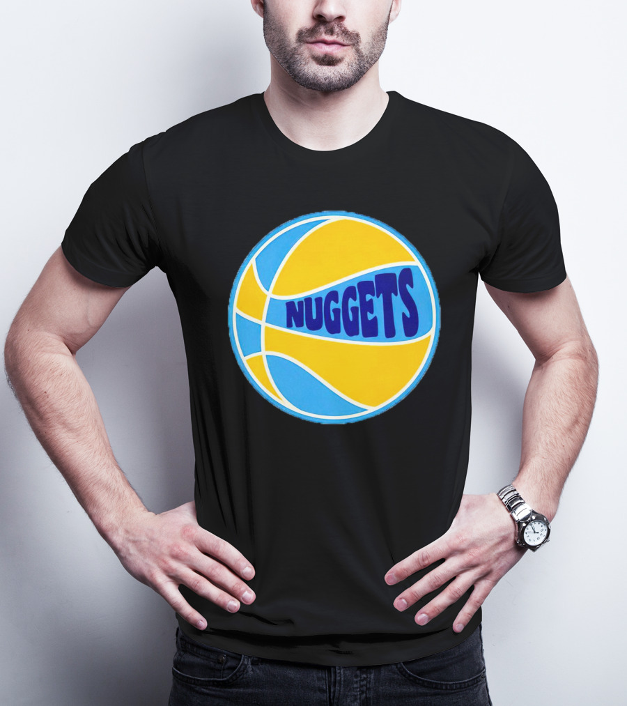 Nuggets Retro Blue And Yellow Basketball T-Shirt