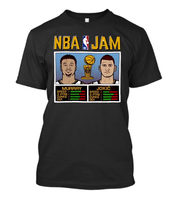NBA Jam Nikola Jokic Jamal Murray Denver Nuggets Basketball Game Stats T-Shirt