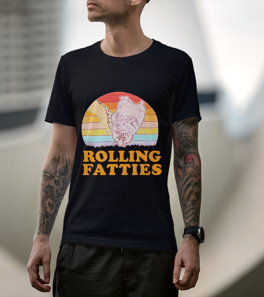Cat Rolling Fatties Retro Vibes T-Shirt