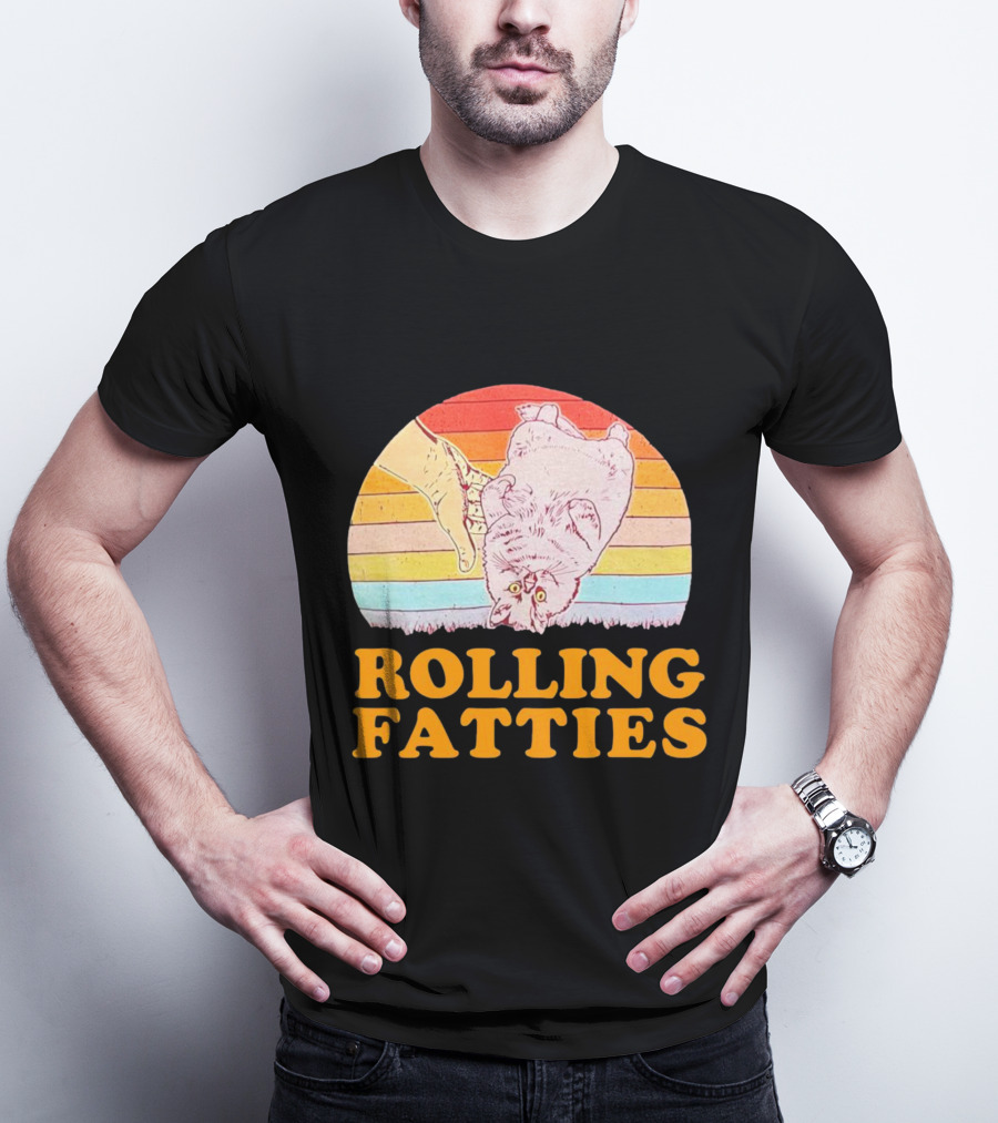 Cat Rolling Fatties Retro Vibes T-Shirt