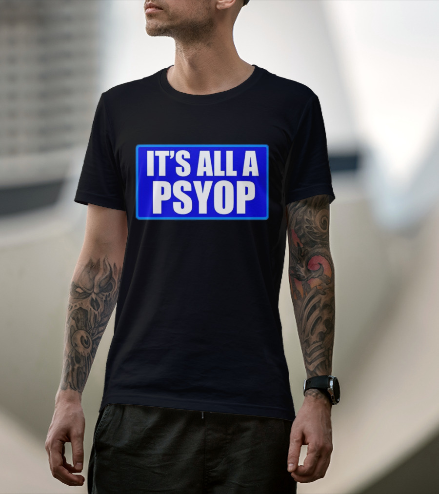 IT'S ALL A PSYOP Blue Rectangle T-Shirt