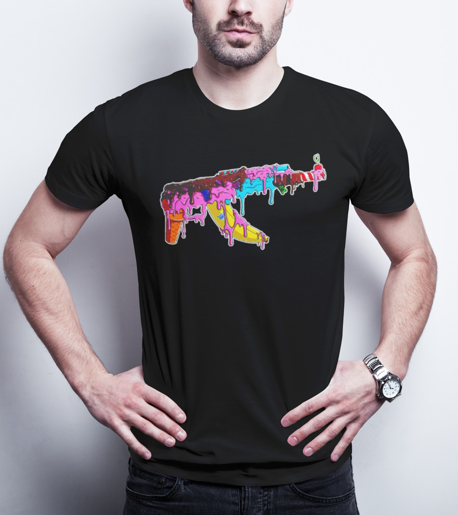 Ice Cream AK-47 Dripping Treats Colorful T-Shirt
