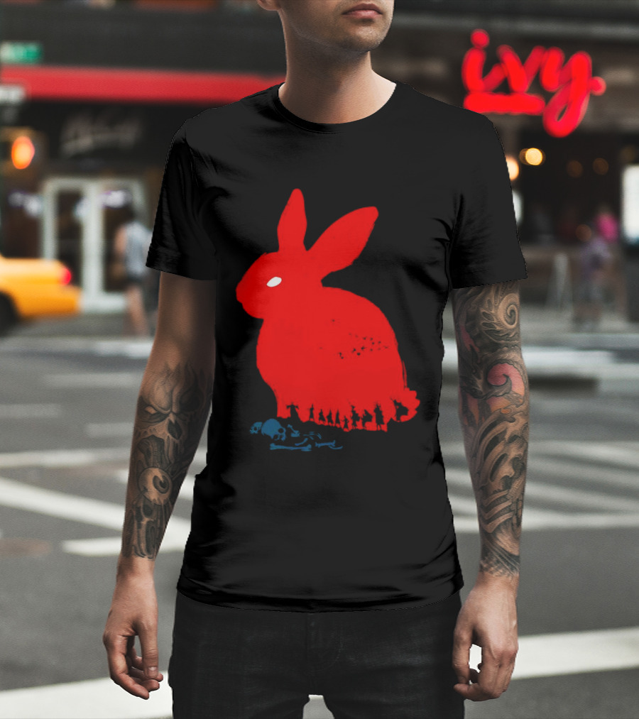 Death Awaits Red Rabbit Skull T-Shirt