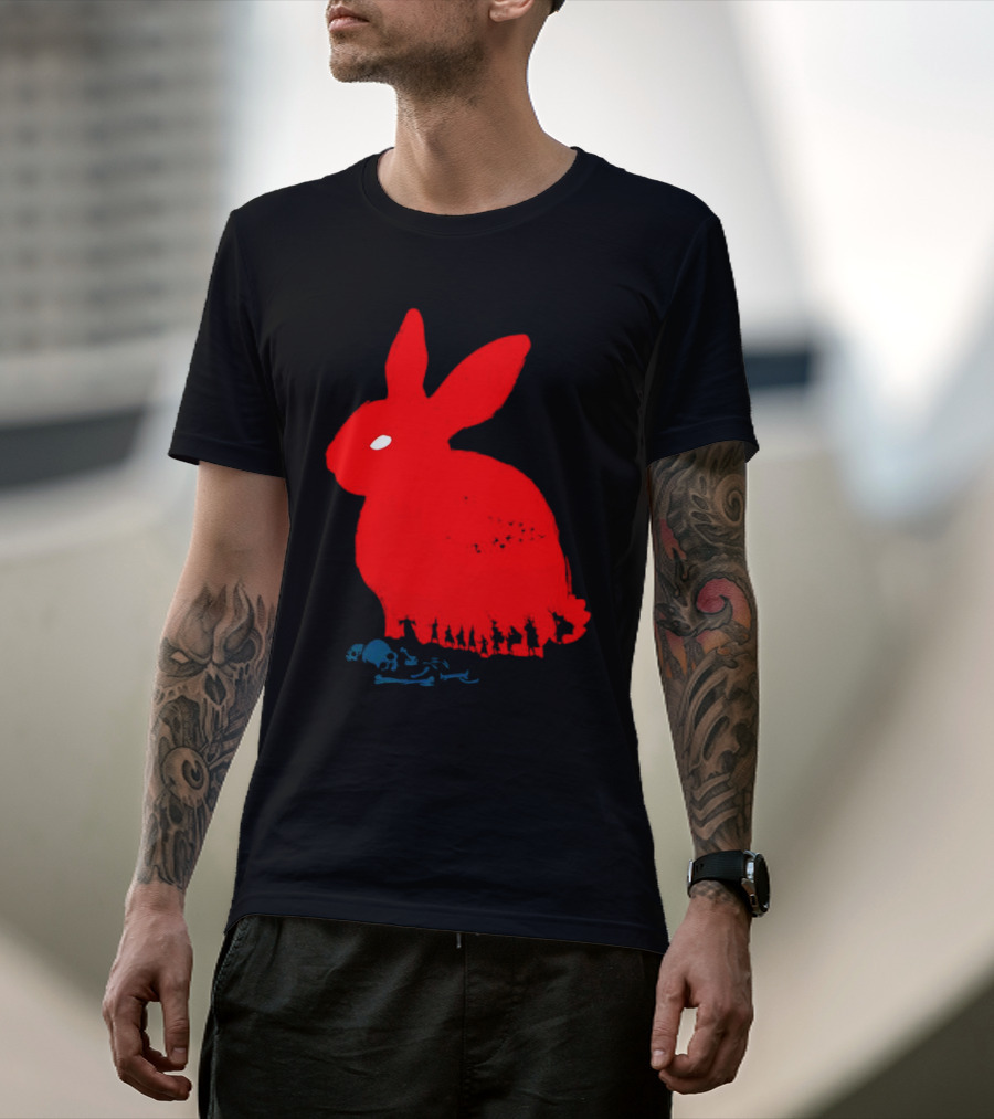 Death Awaits Red Rabbit Skull T-Shirt