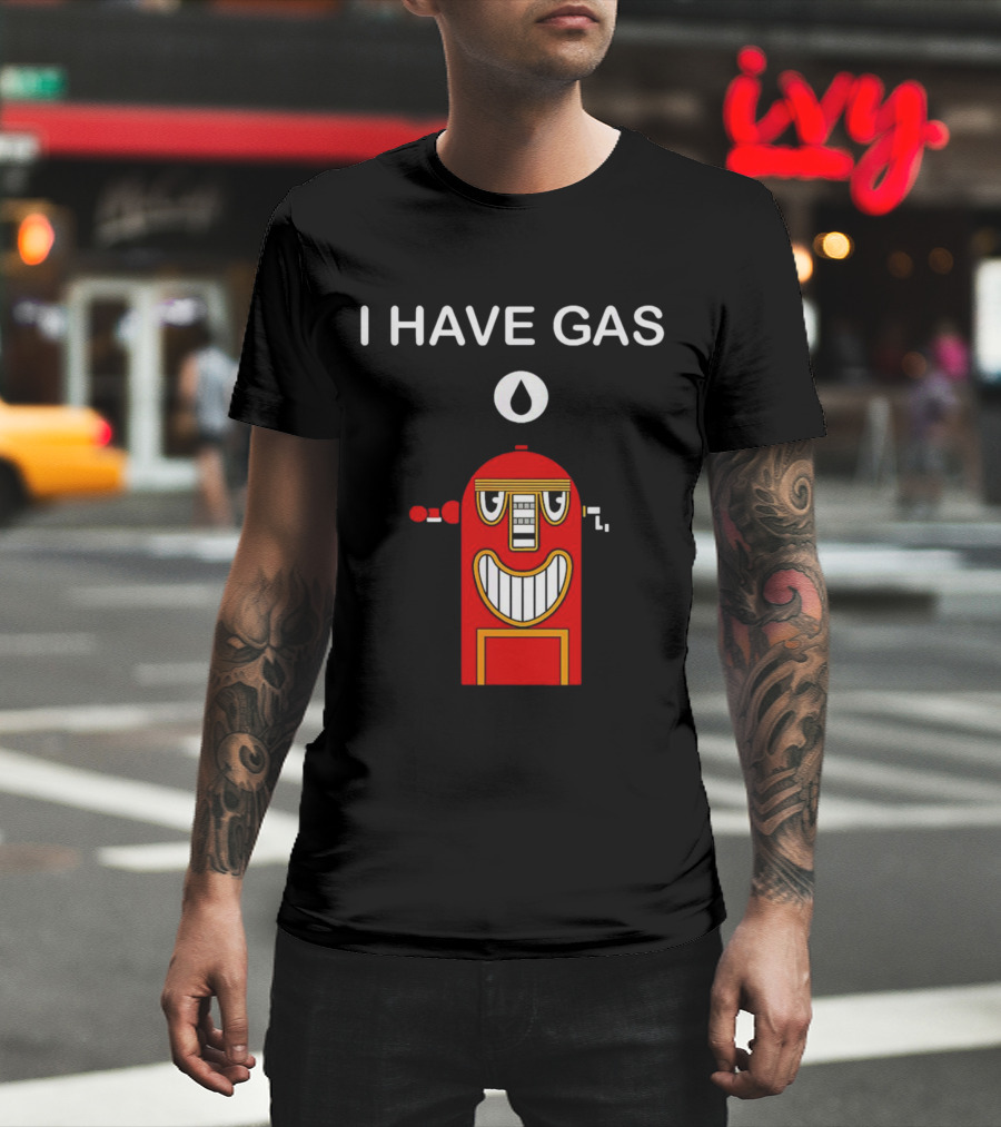 I Have Gas Nerd Geek Smiling Red Gas Pump T-Shirt