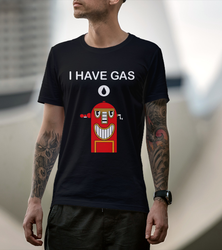 I Have Gas Nerd Geek Smiling Red Gas Pump T-Shirt