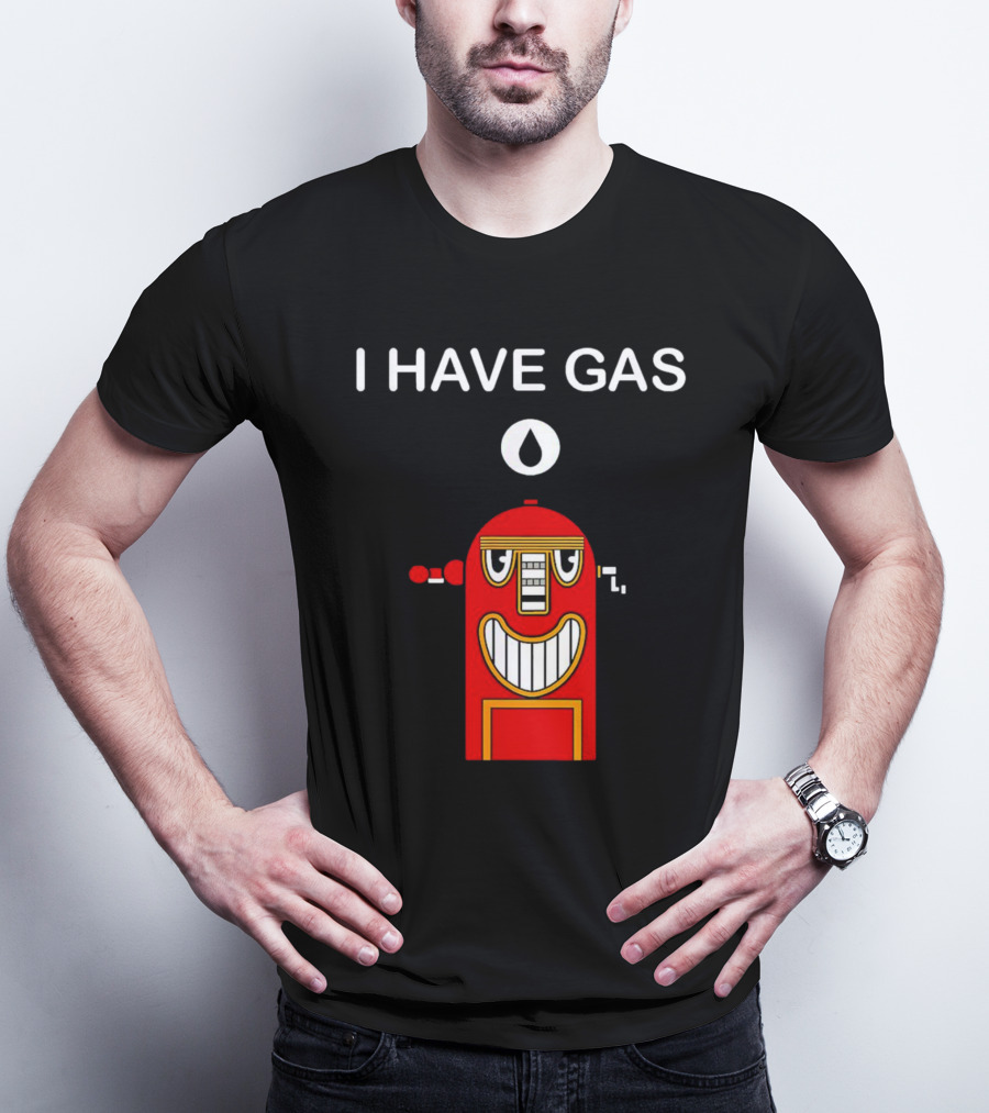 I Have Gas Nerd Geek Smiling Red Gas Pump T-Shirt