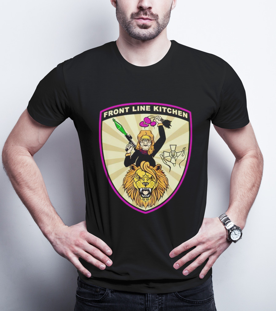 Front Line Kitchen Warrior With Viking Helmet And Lion Emblem T-Shirt