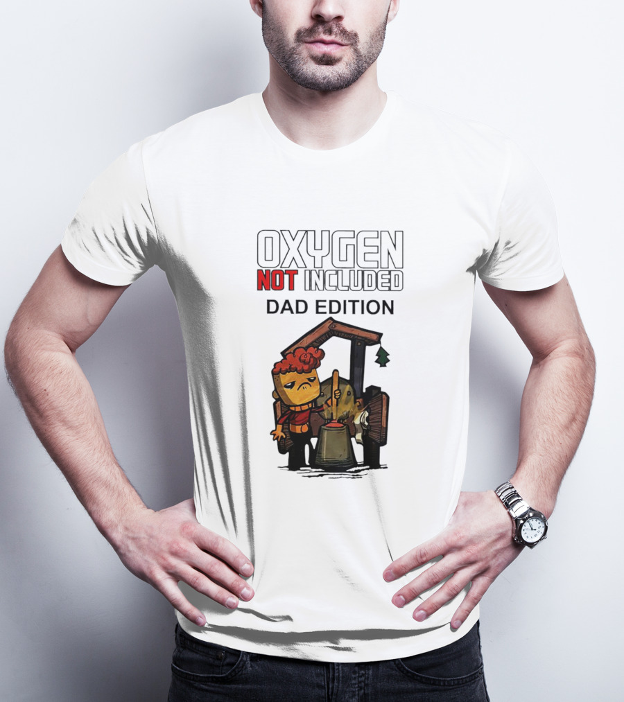Oxygen Not Included Dad Edition Cartoon Character With Tool And Machine T-Shirt