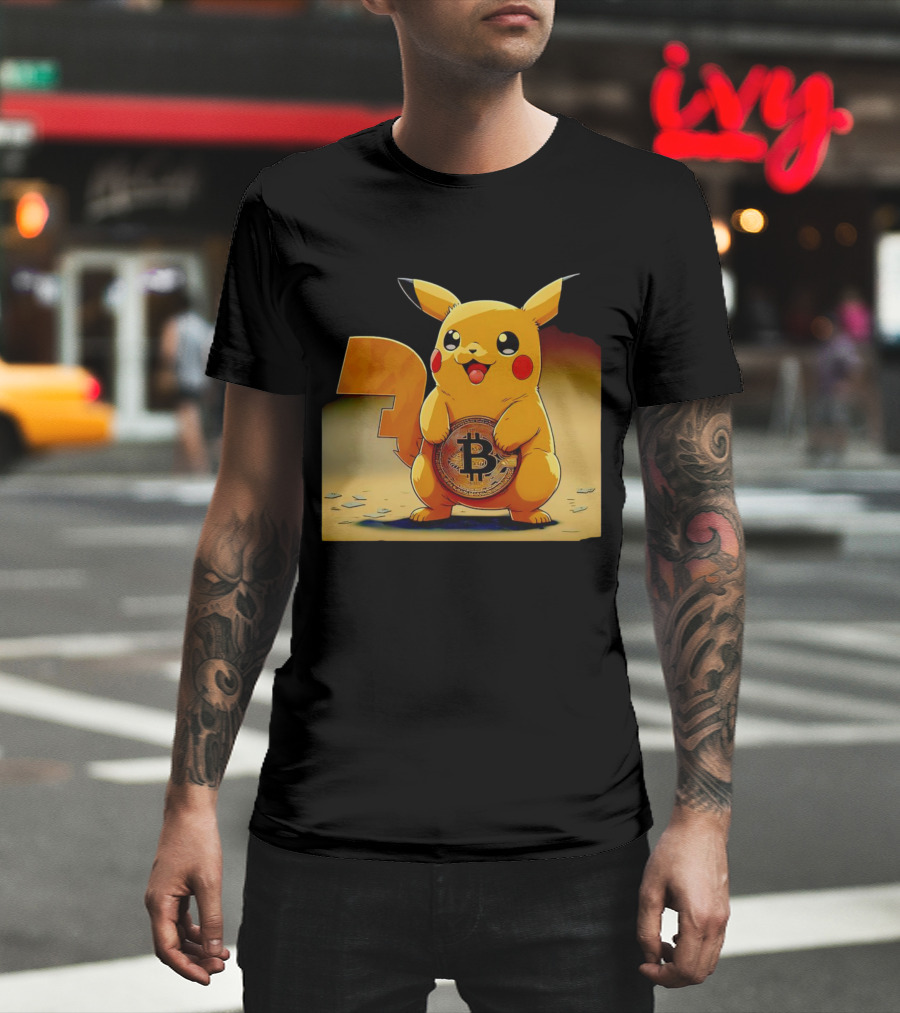 Pikacoin Bitcoin Pikachu Holding Cryptocurrency Coin T-Shirt