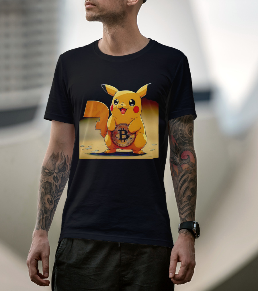 Pikacoin Bitcoin Pikachu Holding Cryptocurrency Coin T-Shirt