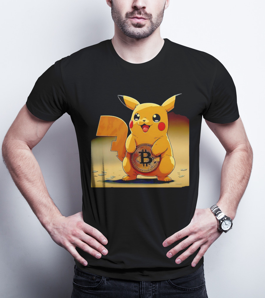 Pikacoin Bitcoin Pikachu Holding Cryptocurrency Coin T-Shirt