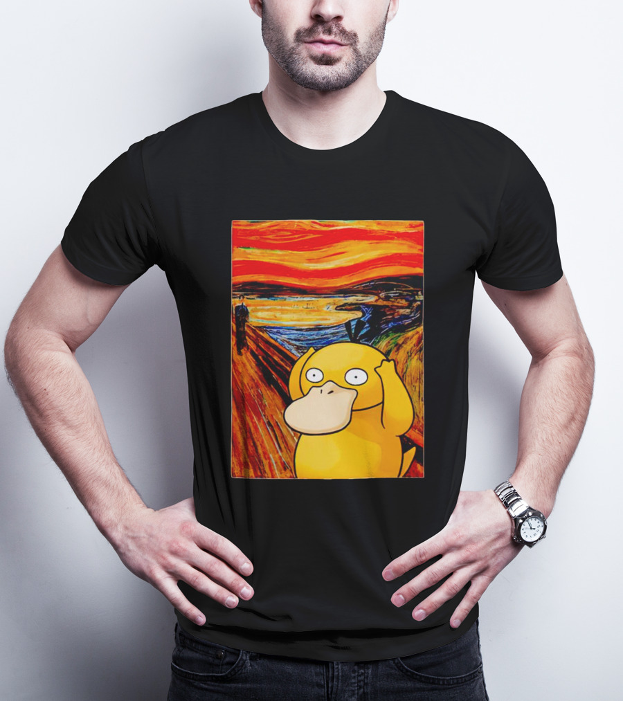 Screaming Psyduck In Classic Painting Mashup T-Shirt