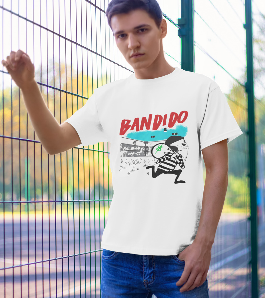 Bandido Ándale Wrestling Heist Comic Style With Luchador Ring And Money Bag T-Shirt