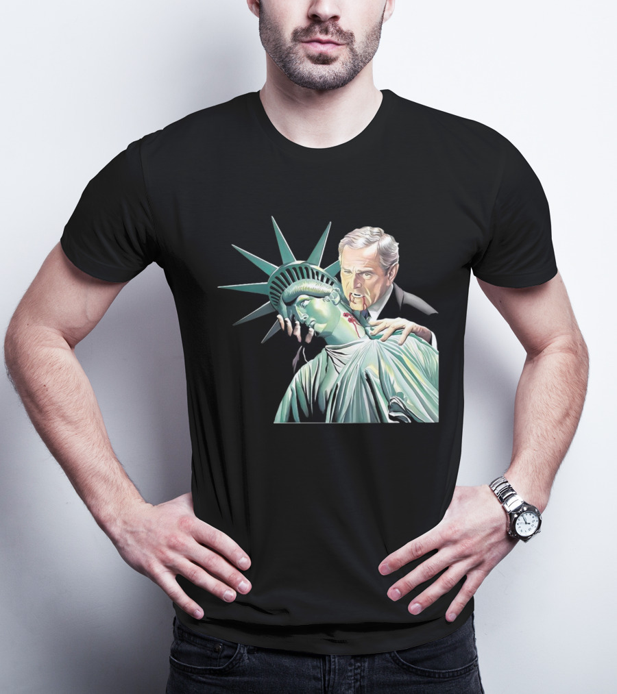 George Bush As Vampire Biting Statue Of Liberty T-Shirt