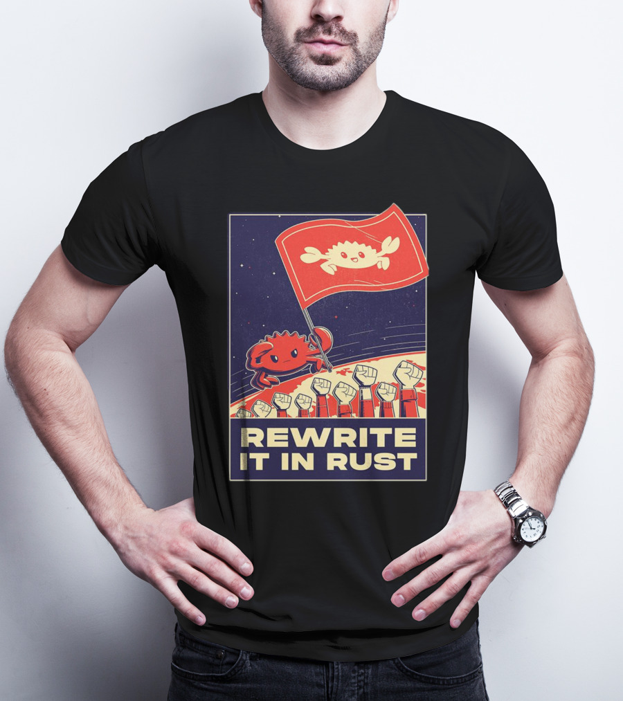 Rewrite It In Rust With Ferris Crab Flag Revolution T-Shirt
