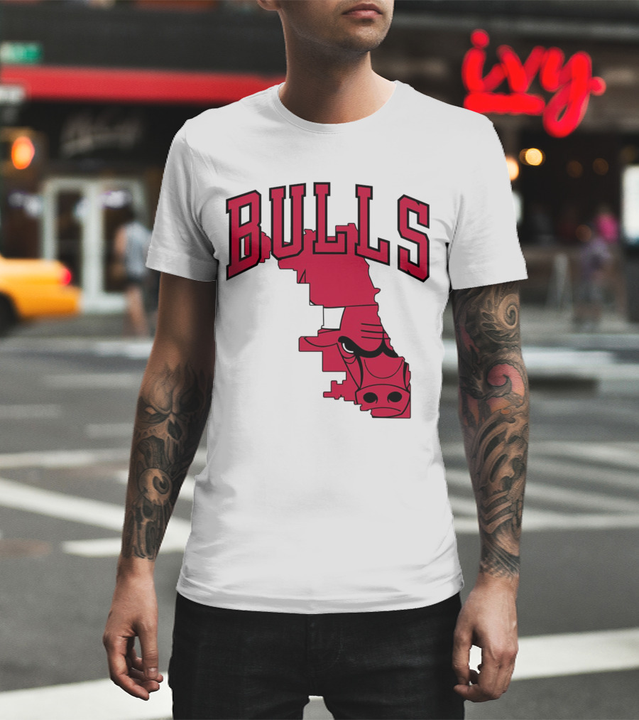 Bulls Chicago Map T-Shirt