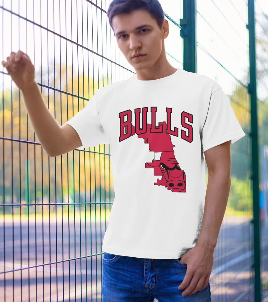 Bulls Chicago Map T-Shirt