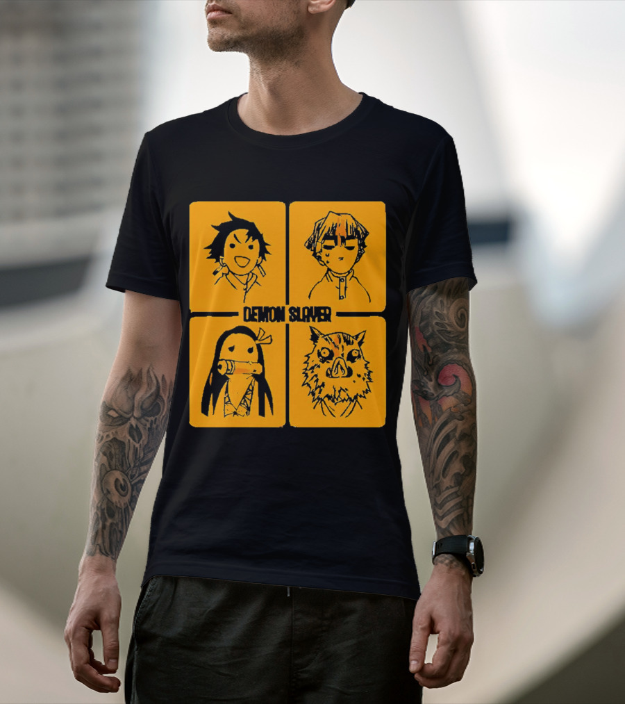 Demon Slayer Tanjiro Nezuko Inosuke Zenitsu Iconic Characters T-Shirt
