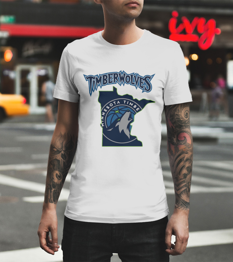 Minnesota Timberwolves Logo Map T-Shirt