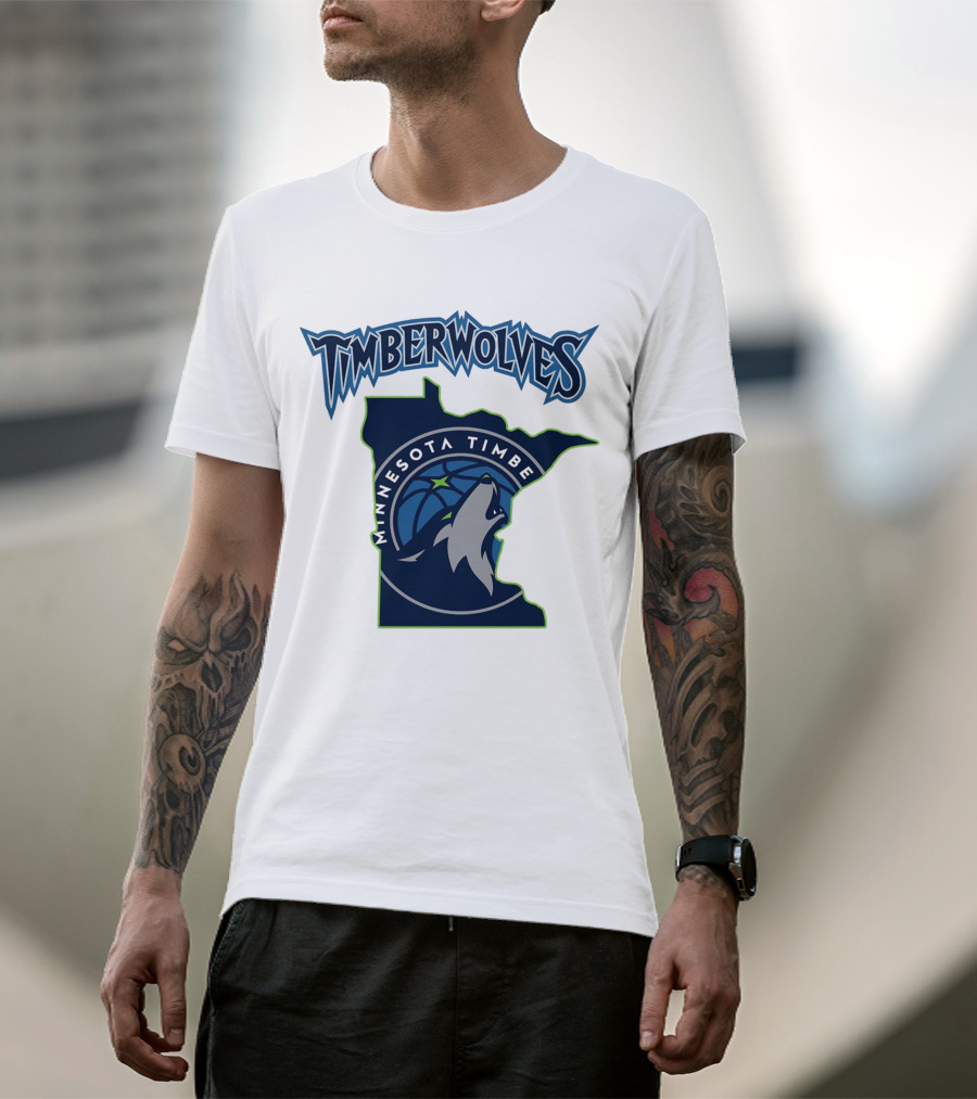 Minnesota Timberwolves Logo Map T-Shirt