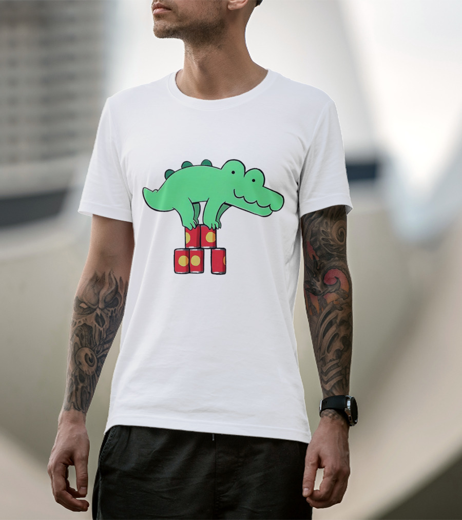 Orlando Funny Cartoon Crocodile Balancing On Red Cans T-Shirt