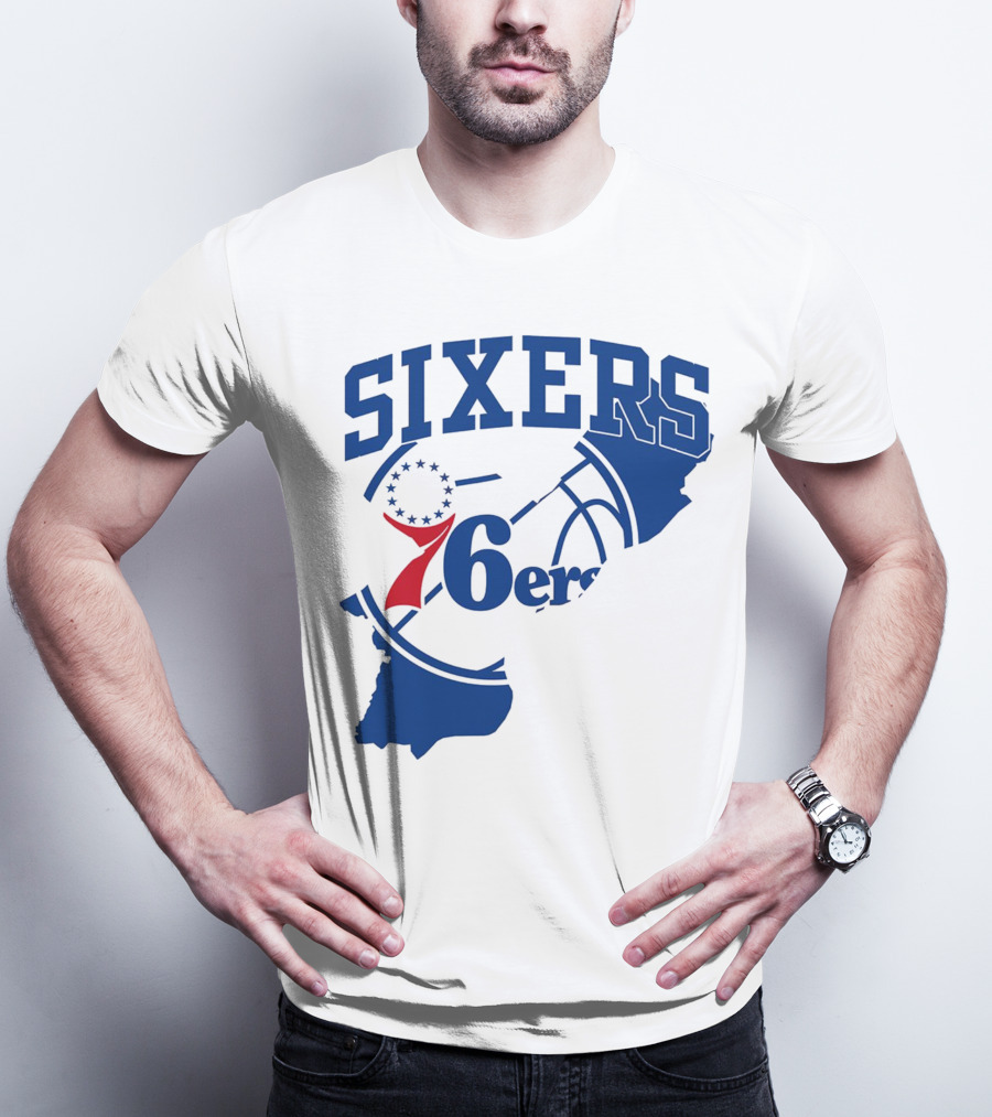 Philadelphia Sixers 76ers Map Basketball Pennsylvania Shape T-Shirt