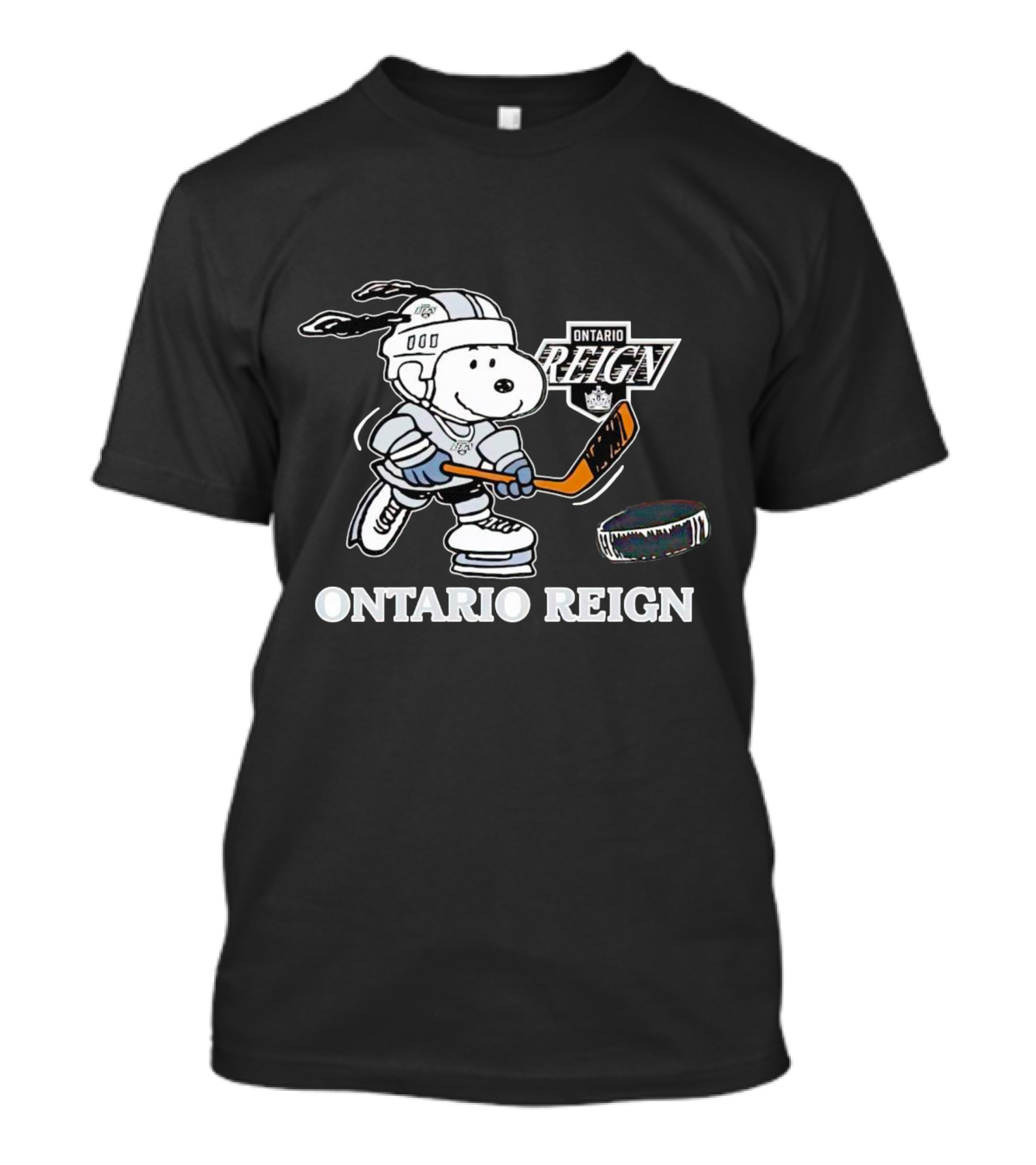 Snoopy Ontario Reign Hockey Player With Puck T-Shirt