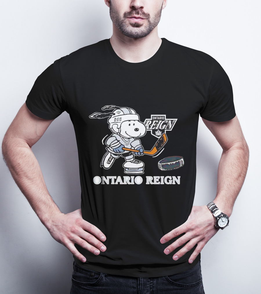 Snoopy Ontario Reign Hockey Player With Puck T-Shirt
