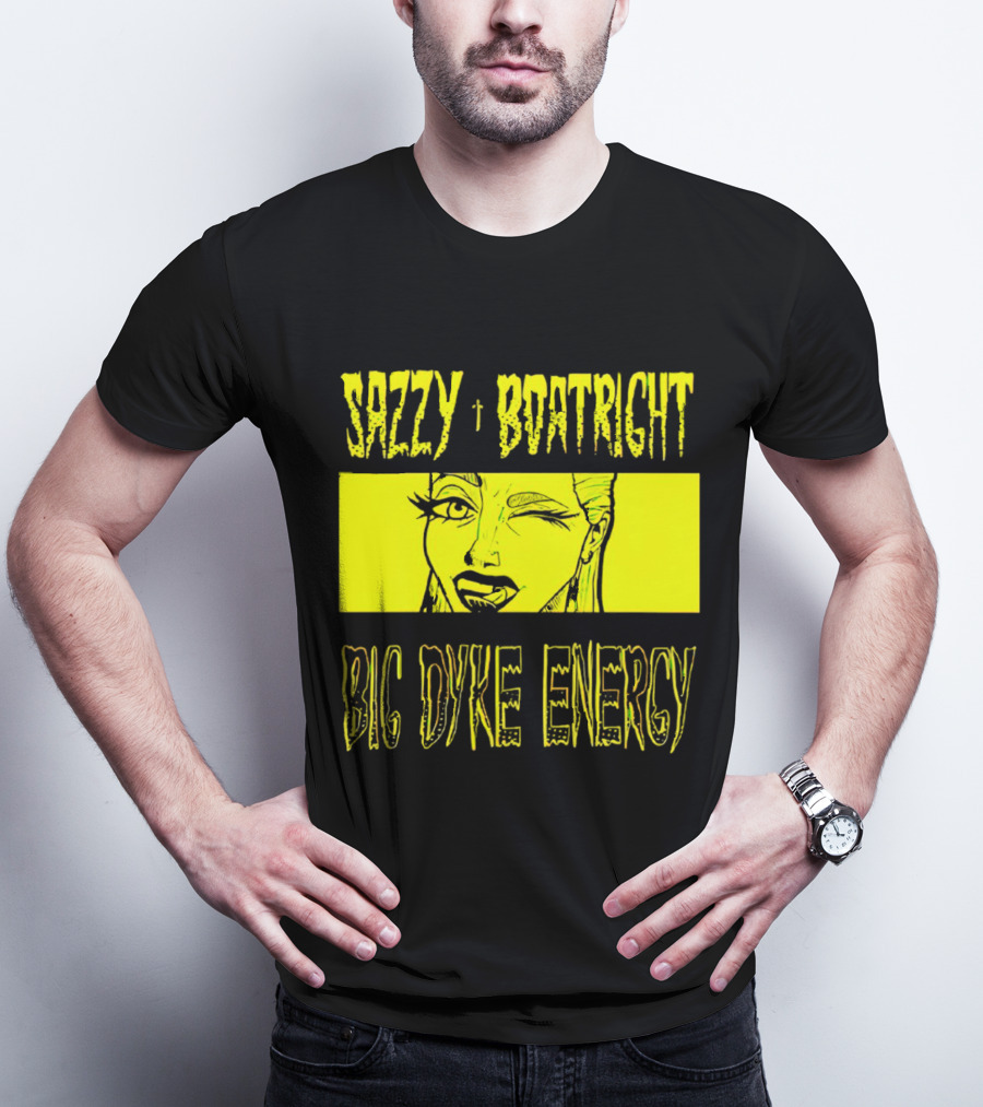 Sazzy Boatright Big Dyke Energy Winking Yellow Comic T-Shirt