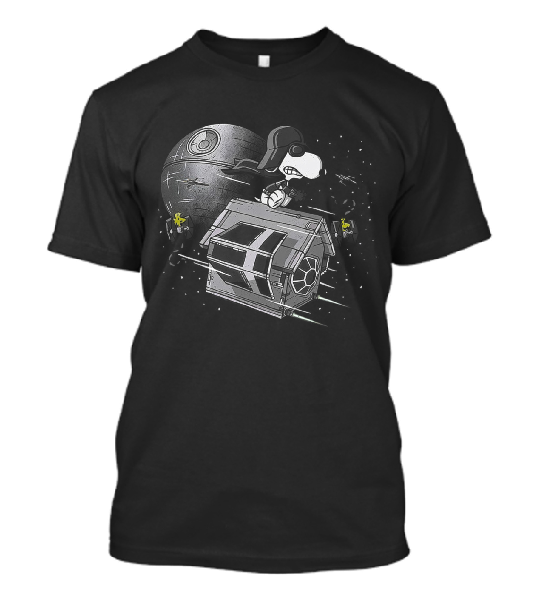 Snoopy Dark Baron With Death Star Spaceship Adventures T-Shirt