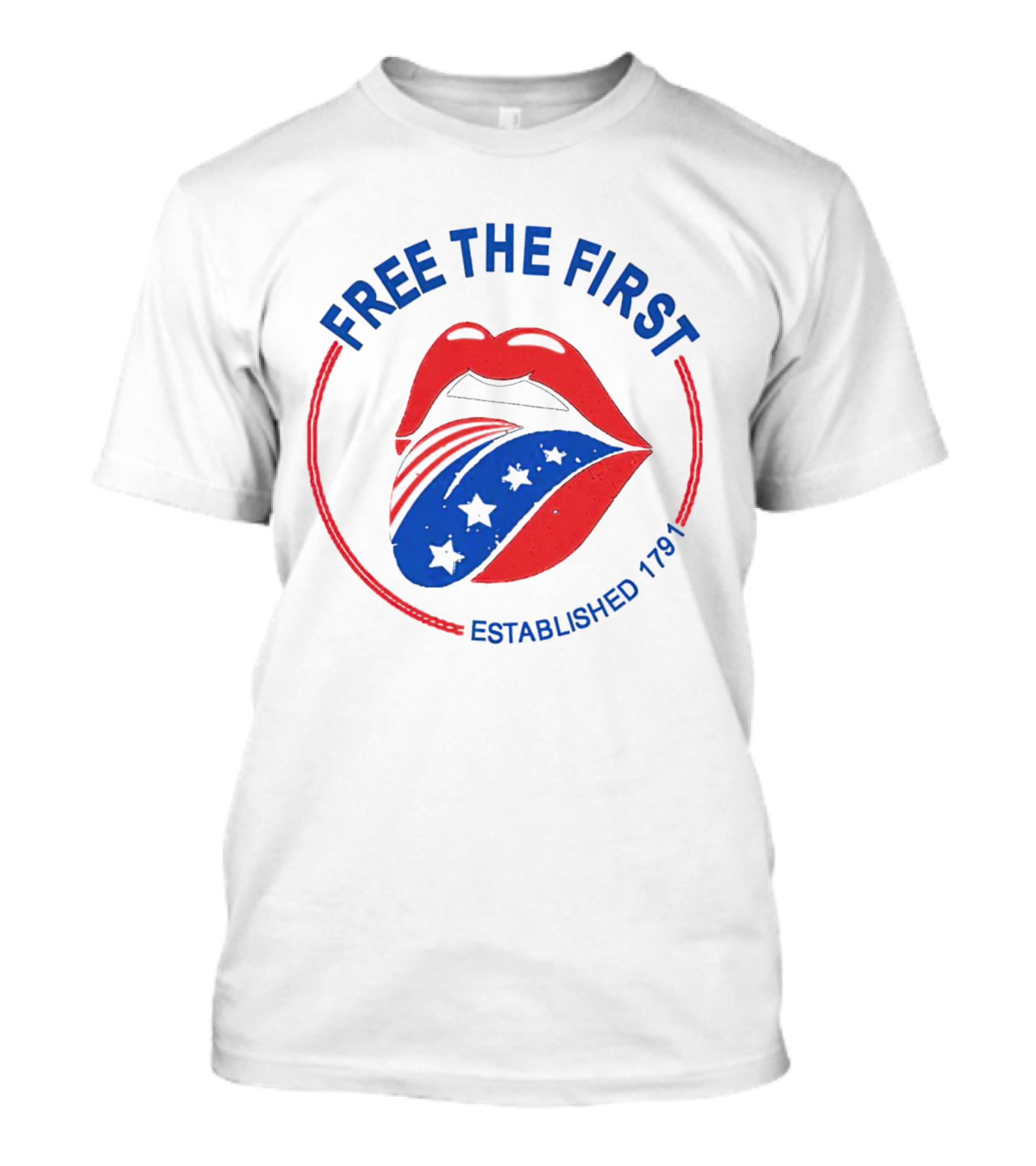 Free The First Red Lips Stars Established 1791 T-Shirt