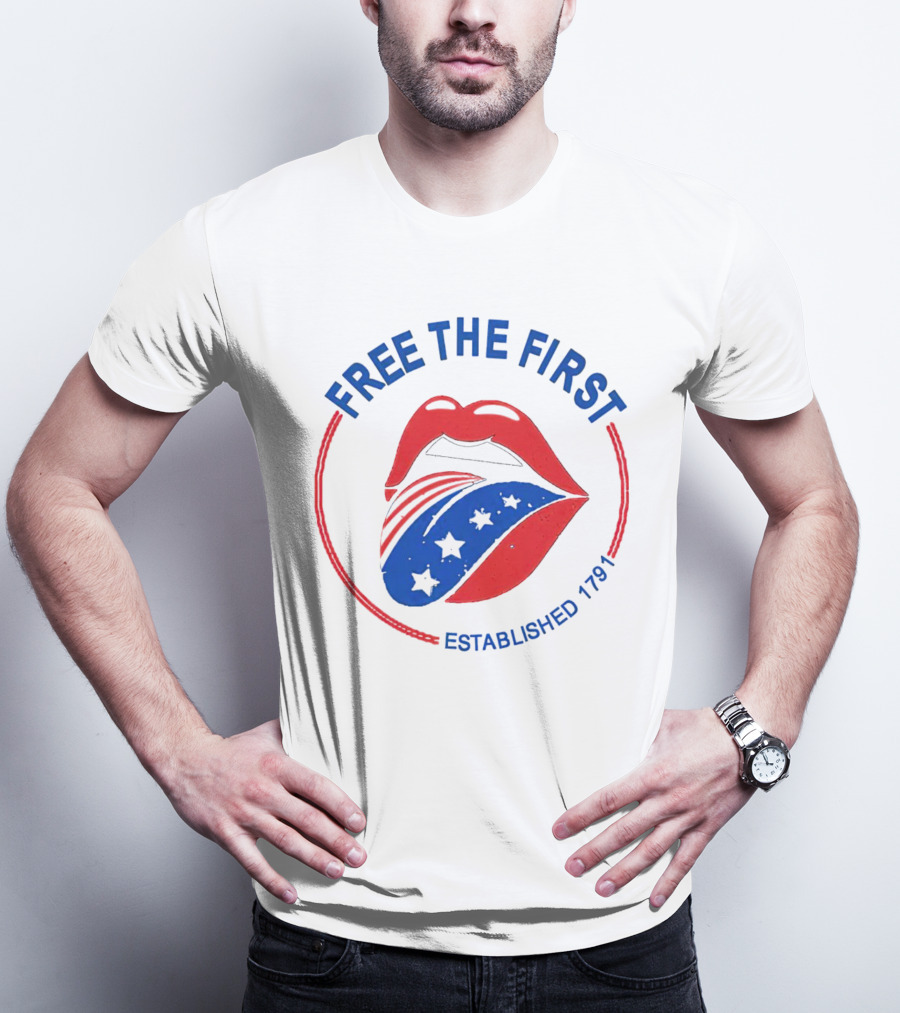 Free The First Red Lips Stars Established 1791 T-Shirt