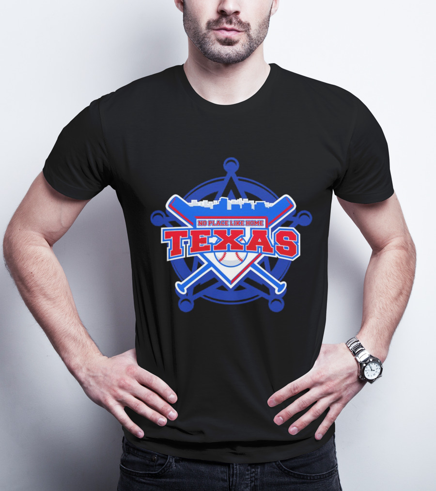 No Place Like Home Texas Baseball Crossed Bats And Ball T-Shirt