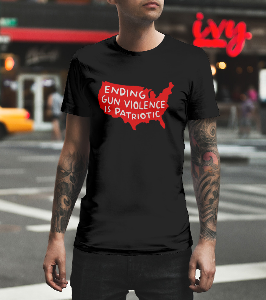 Ending Gun Violence Is Patriotic Red USA Map T-Shirt
