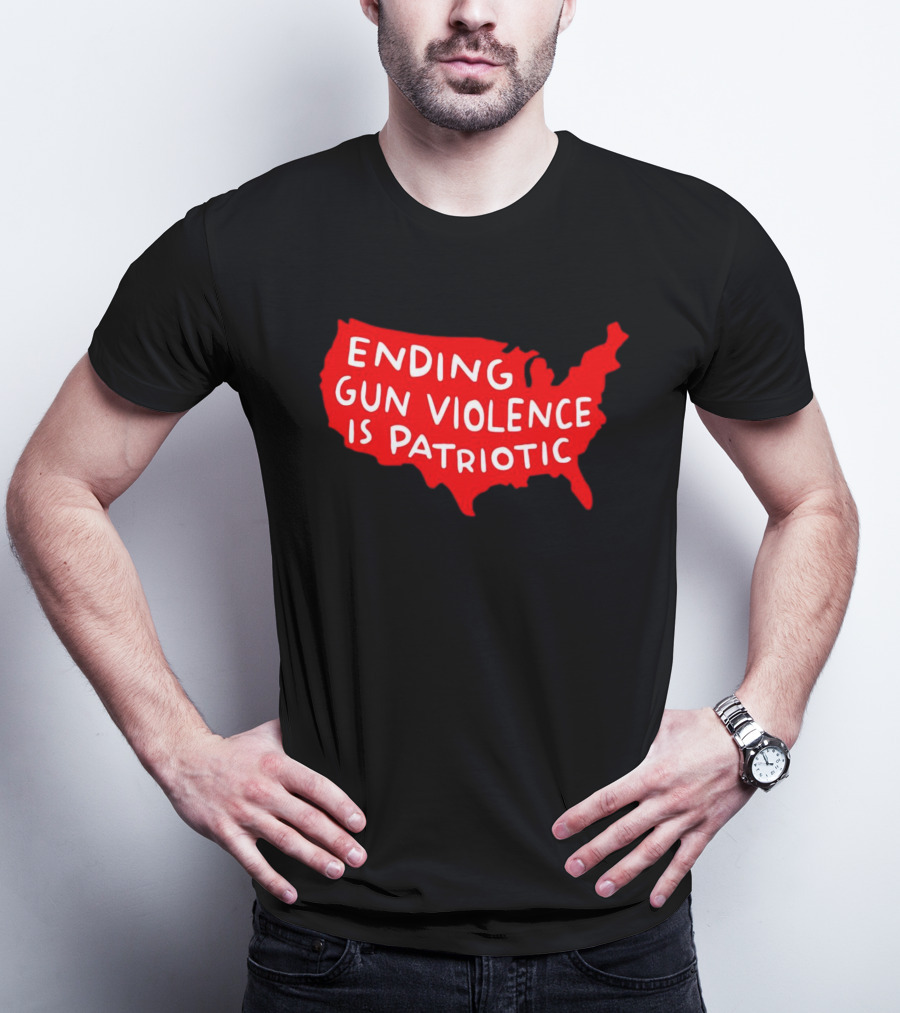 Ending Gun Violence Is Patriotic Red USA Map T-Shirt