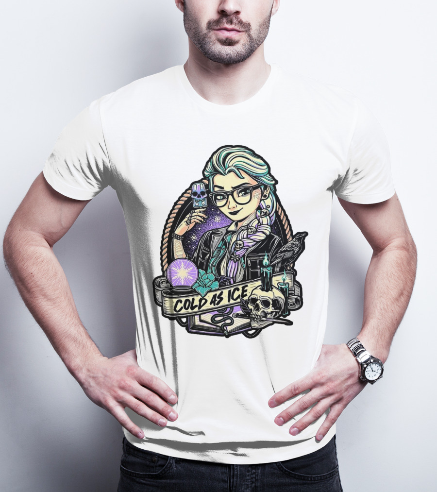 Frozen Elsa Cold As Ice Skull Raven Gothic Elements T-Shirt