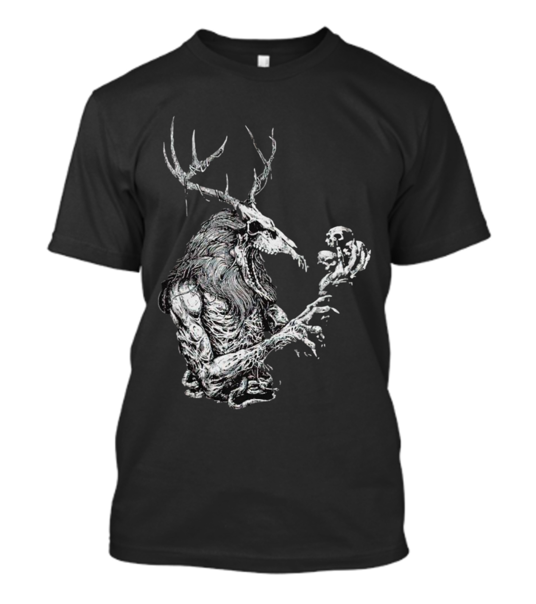 Wendigo Antlered Skull Creature Grasping Skulls T-Shirt