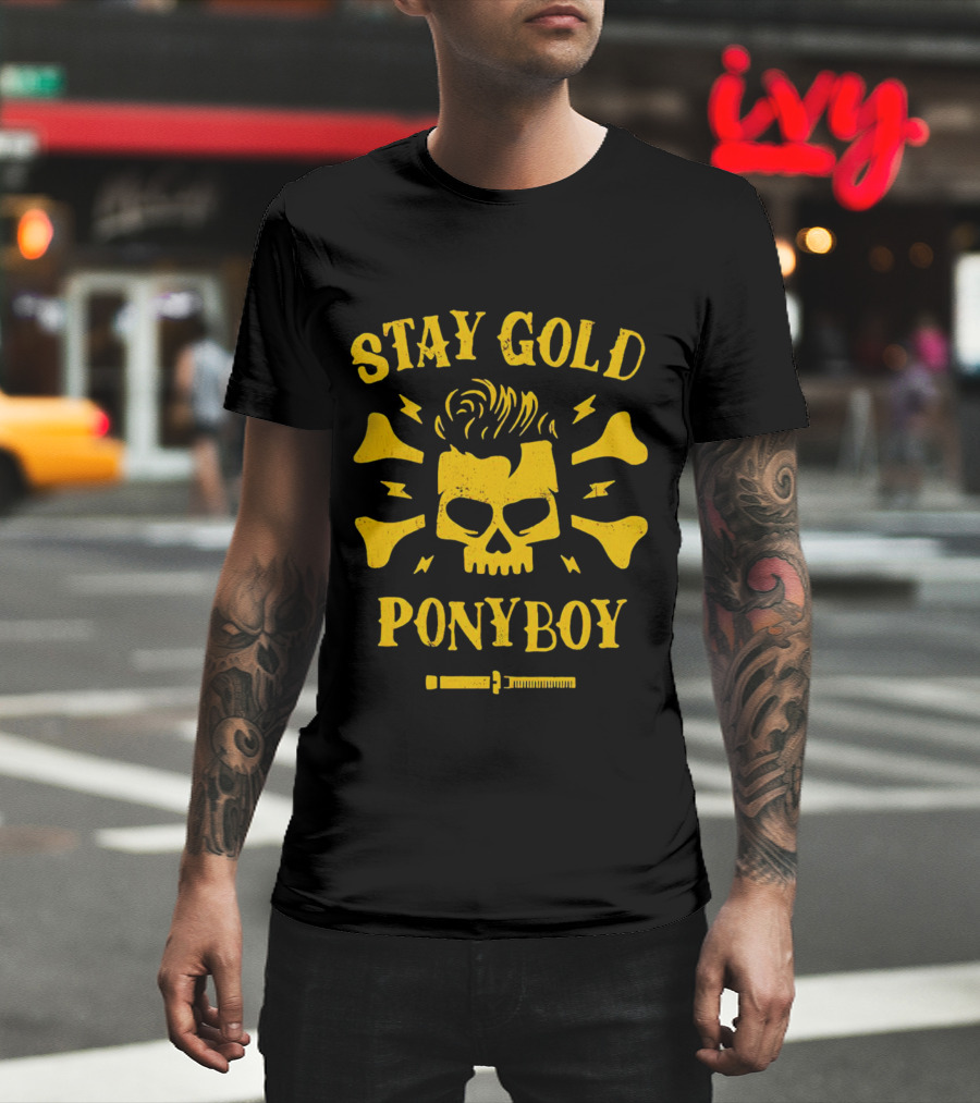 Stay Gold Ponyboy Skull With Comb And Bones T-Shirt
