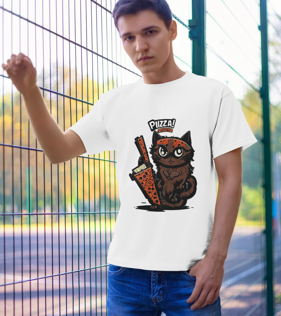 Pizza Cat Cattfat Meow That's A Good Slice T-Shirt