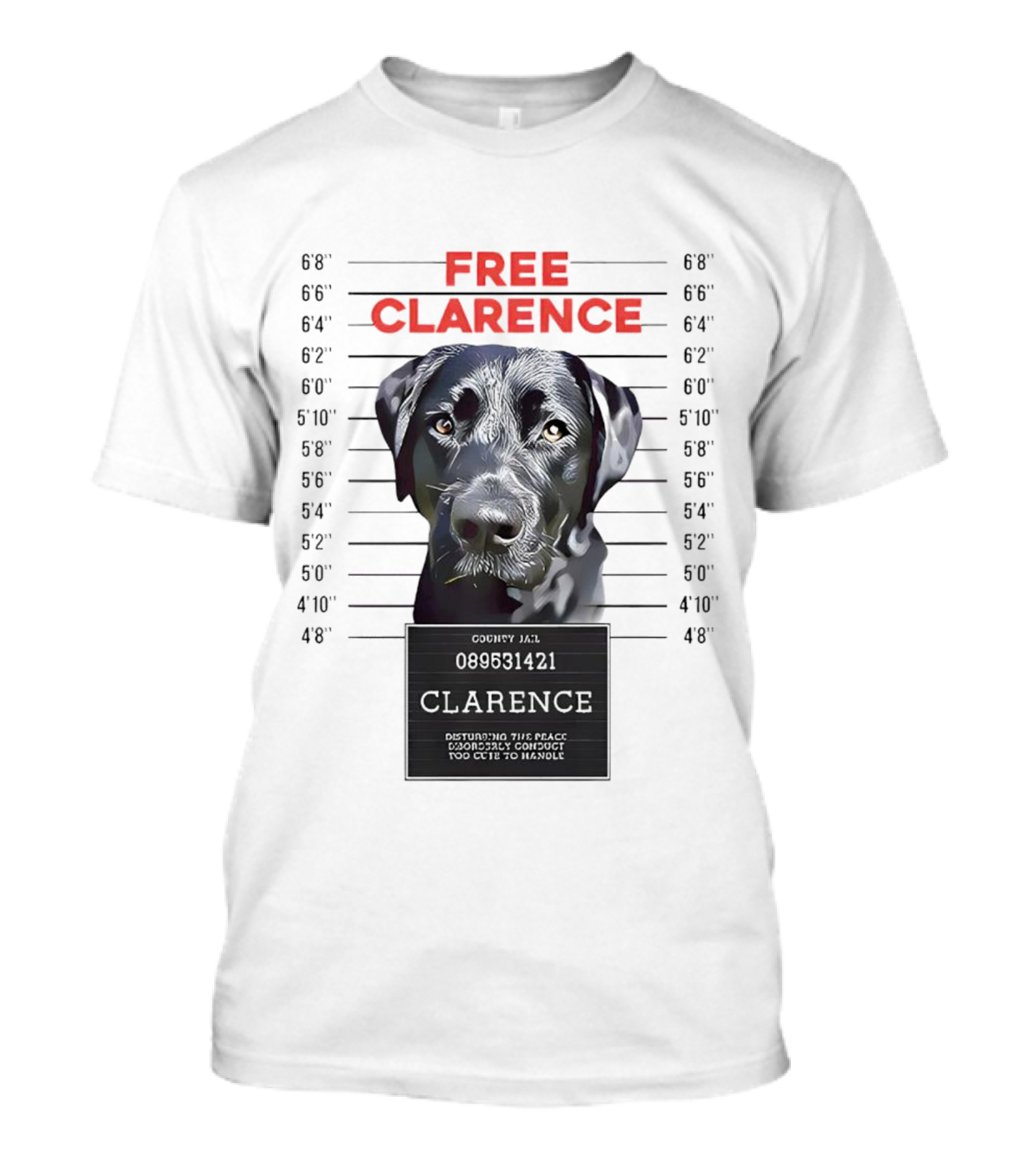 Free Clarence Mugshot Dog T-Shirt