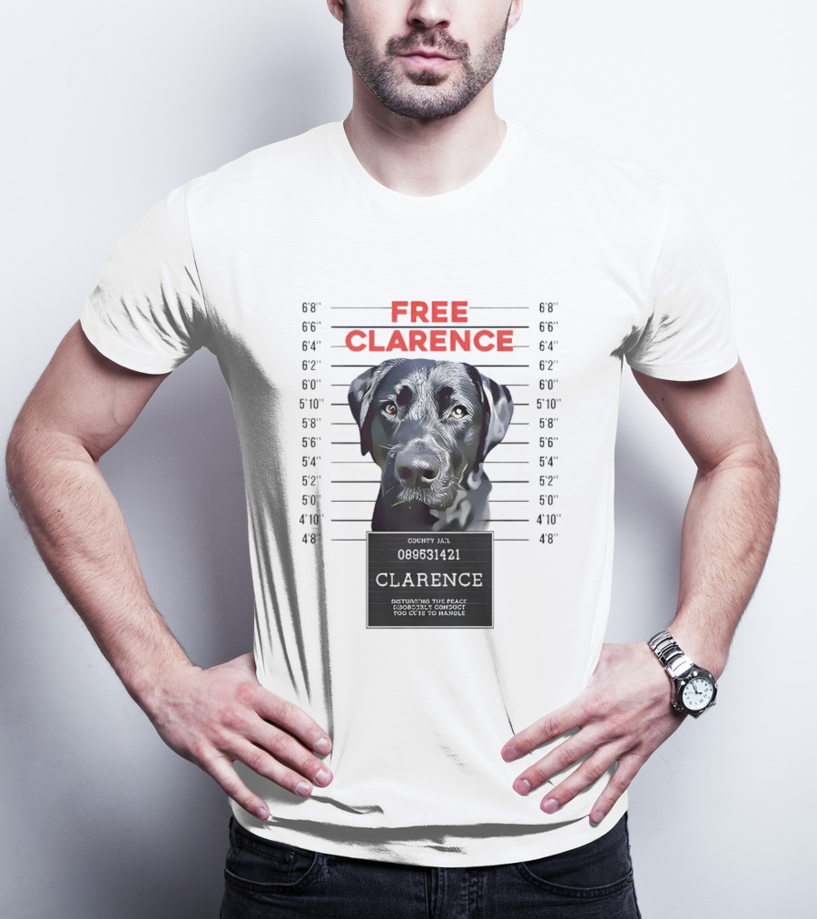 Free Clarence Mugshot Dog T-Shirt
