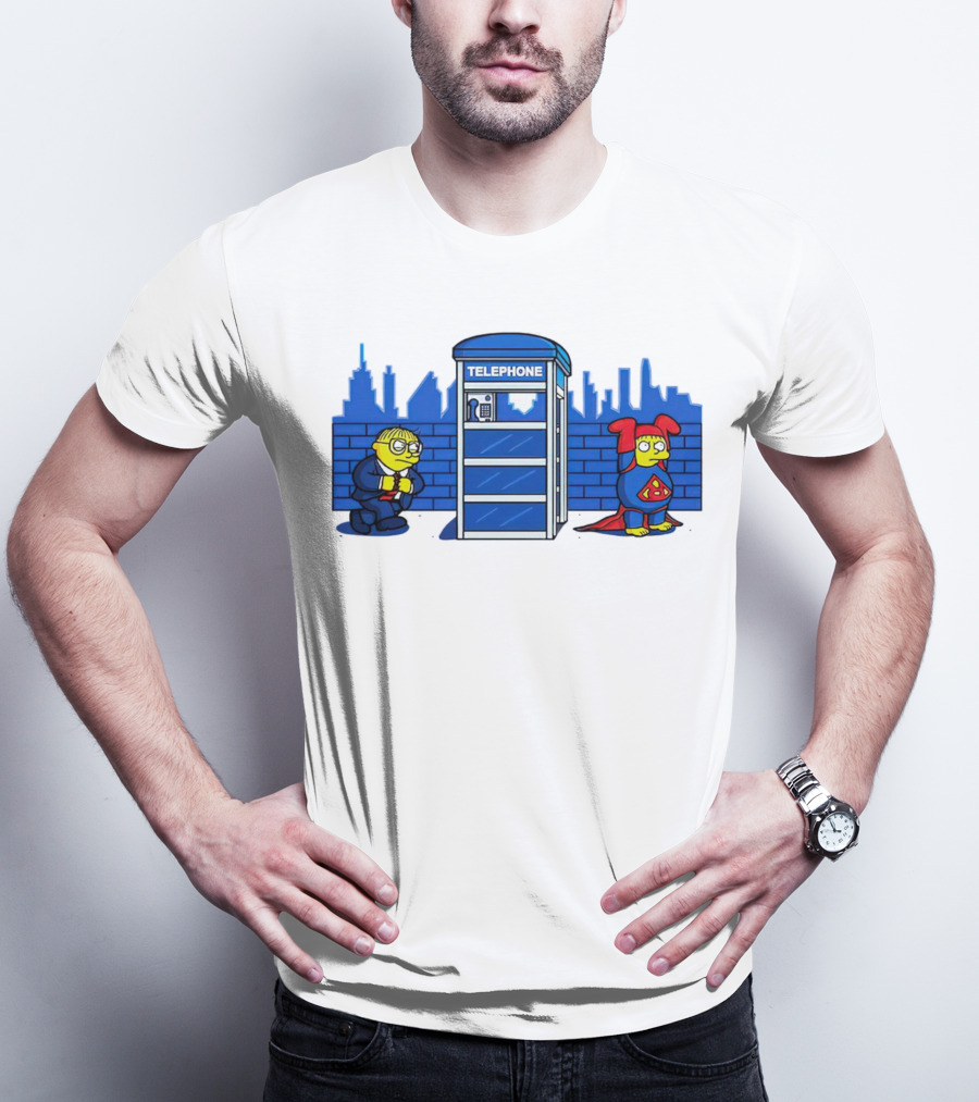 Simpson Telephone Booth Superhero Transform T-Shirt