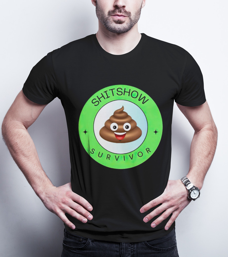 Shitshow Survivor Poop Emoji Circle Emblem T-Shirt
