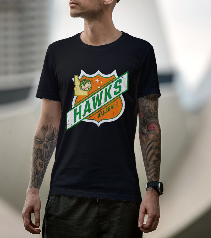 Hawks Baseball Idaho Highway Shield T-Shirt